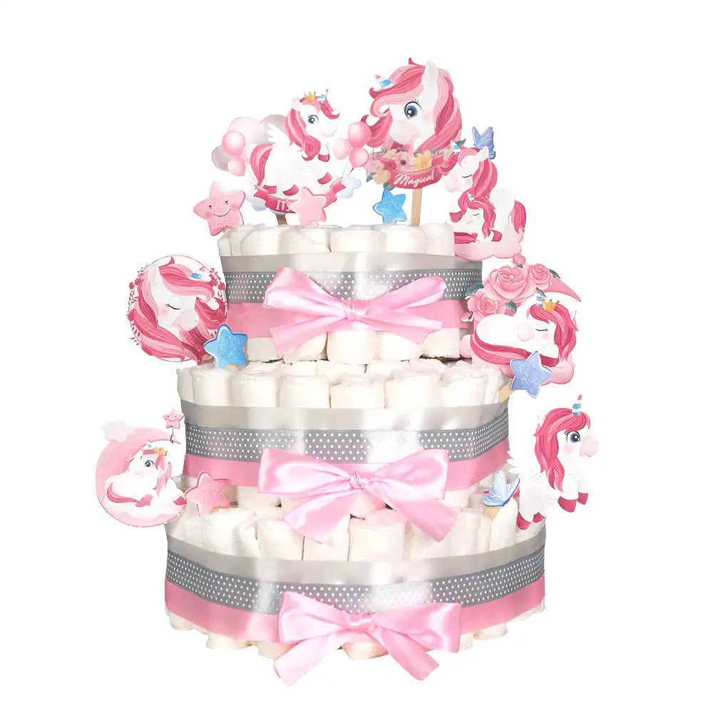 Unicorn Diaper Cake Kit - "It's a Girl" | My Diaper Cake – MyDiaperCake